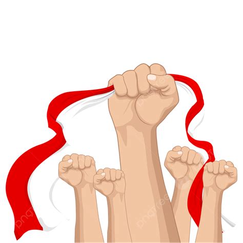 Mengepalkan Tangan Memegang Bendera Indonesia Bendera Merah Putih