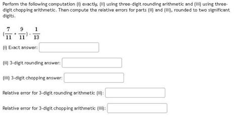 solved perform the following computation i exactly ii