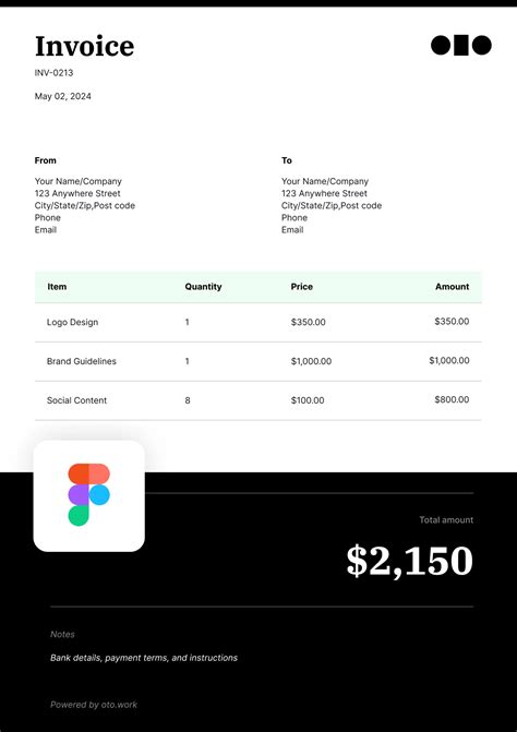 Figma Invoice Template Free Oto