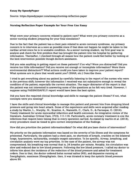 Nursing Reflection Paper Example For Your Free Use Speedypaper