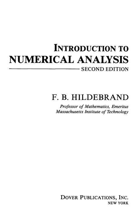 introduction to numerical analysis pdf