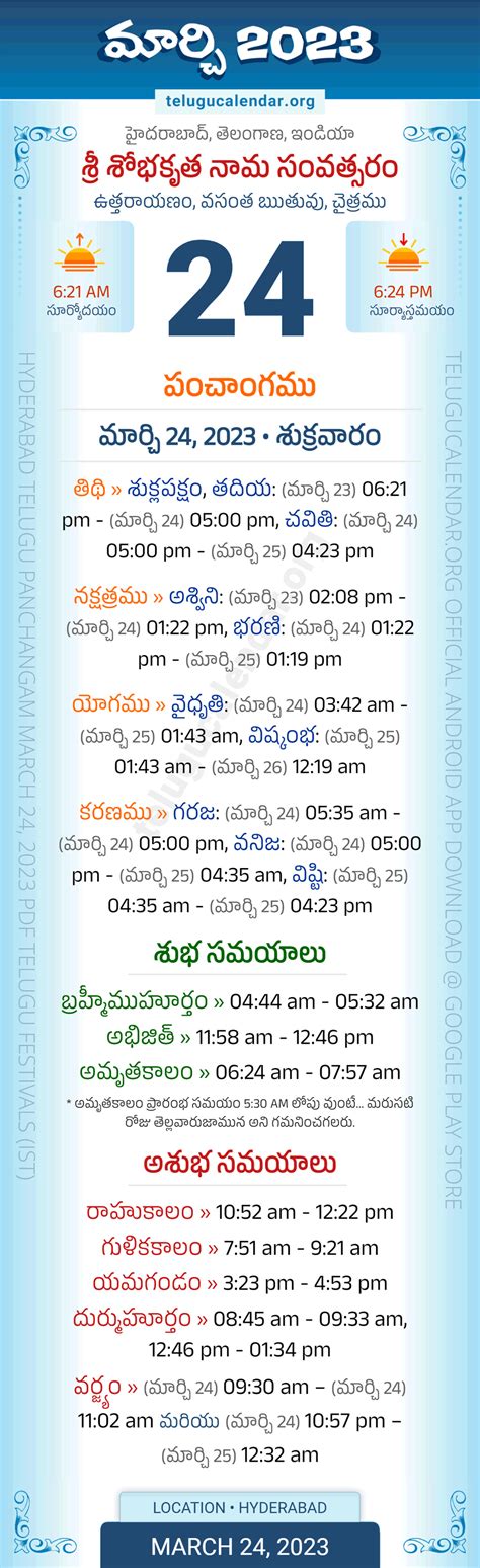 Telangana Panchangam March Telugu Calendar Daily