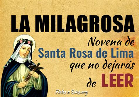 La Novena Milagrosa De Santa Rosa De Lima Que No Dejar S De Leer