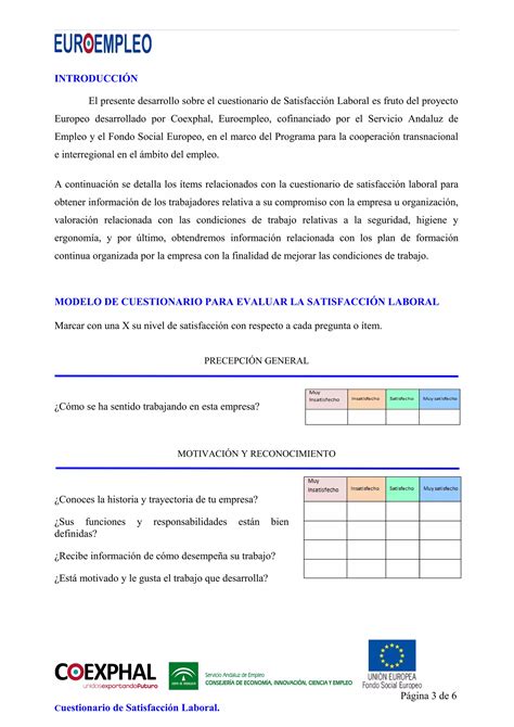 Cuestionario Sobre Satisfacci N Laboral Pdf