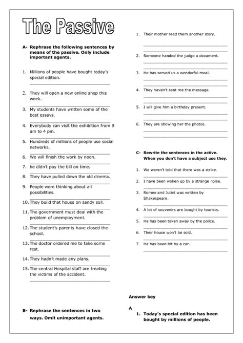 The Passive Voice Revision Worksheet