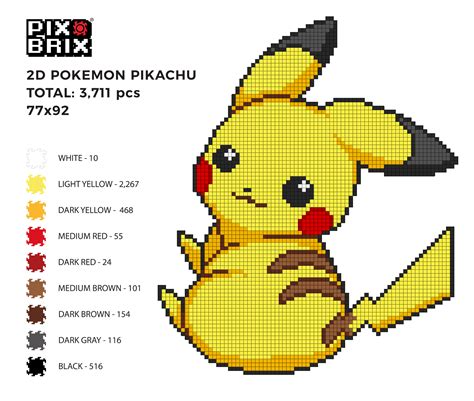 Pikachu pokémon 2d pixel art pix brix Artofit