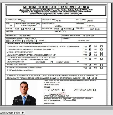 Seafarers Medical Examination Form Medical Examination Form CASA