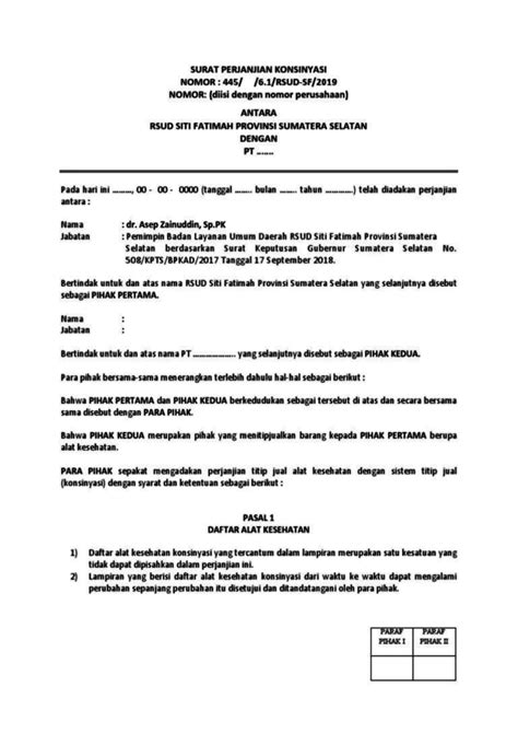 Contoh Surat Perjanjian Konsinyasi Lengkap Dan Cara Membuatnya