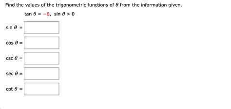 solved find the values of the trigonometric functions of