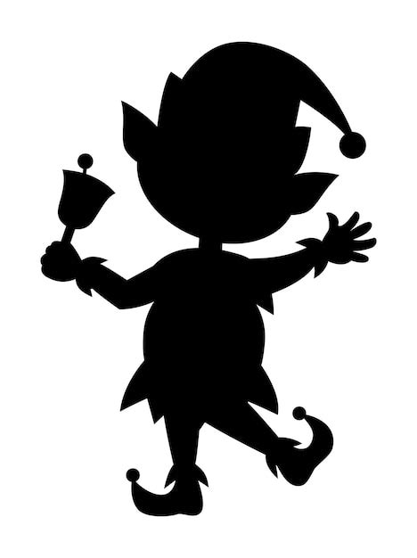 Silueta de duende navideño aislado ilustración de duende navideño