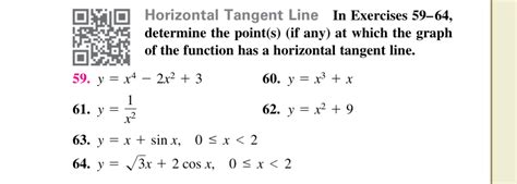 solved horizontal tangent line in exercises 59 64