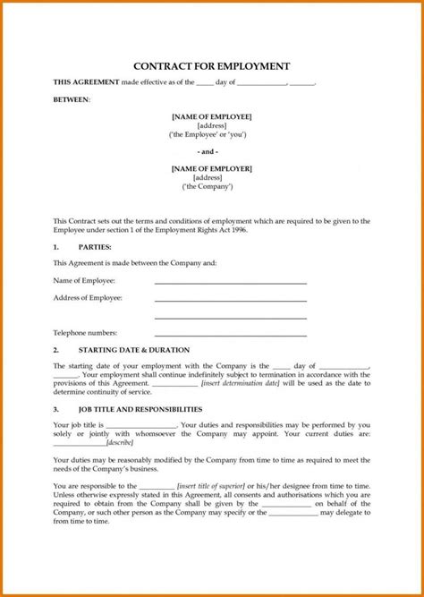 Employment Contract Template Australia Printable Word Searches