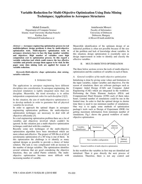 pdf variable reduction for multi objective optimization using data mining techniques