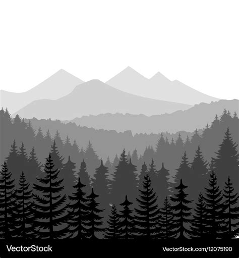 Pine Forest And Mountains Backgrounds Royalty Free Vector