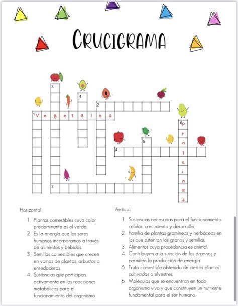 Crucigrama Plato del buen comer didactico Actividades de nutrición