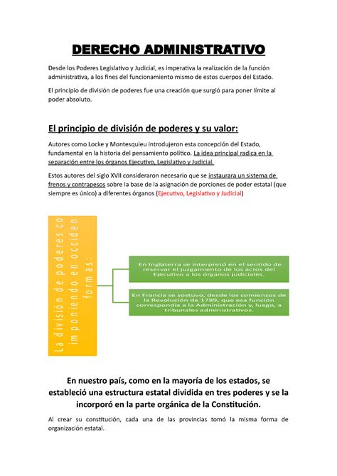 Lectura 1 Division DE Poderes DERECHO ADMINISTRATIVO Desde Los