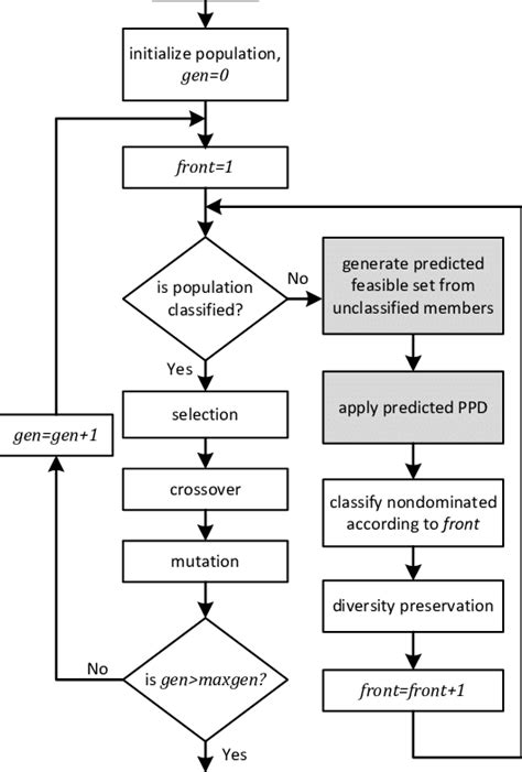 flow chart of the predictive parameterized pareto genetic algorithm download scientific diagram