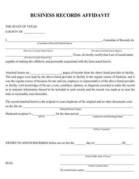 Affidavit Form Free Printable Documents
