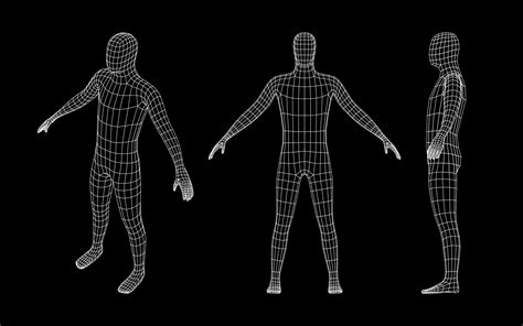 Man Body Grid Human Wireframe D Model Polygonal Simple Male Mesh