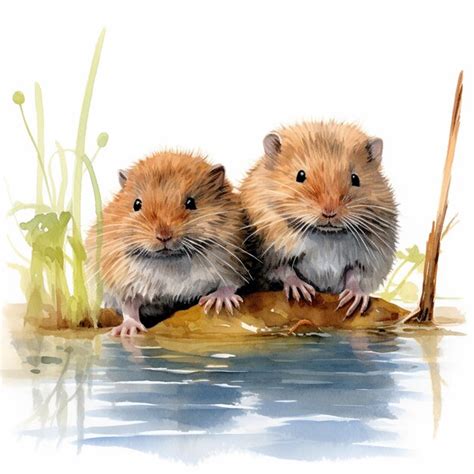 Il Y A Deux Hamsters Assis Sur Une B Che Dans Le G N Rateur D Eau