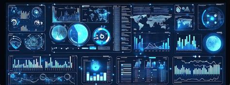 Digital Dashboard Vibrant Data Visualization Holographic Interface