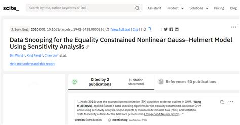 data snooping for the equality constrained nonlinear gauss helmert model using sensitivity