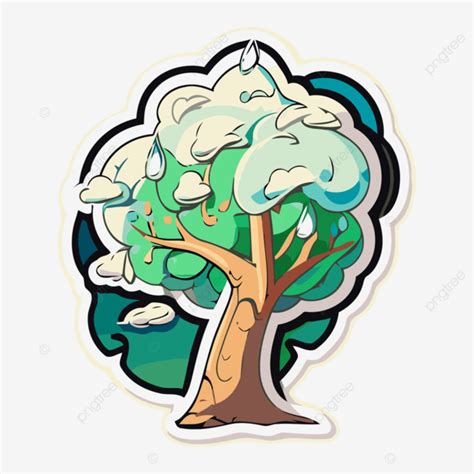 An Animated Tree Sticker Clipart Vector Sticker Design With Cartoon