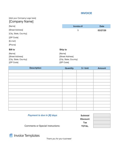 Excel Invoice Template
