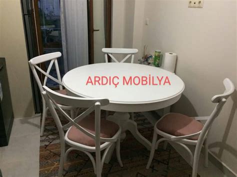Mutfak Yuvarlak Masa Sandalye Takımı Ardıç Mobilya Masa Sandalye