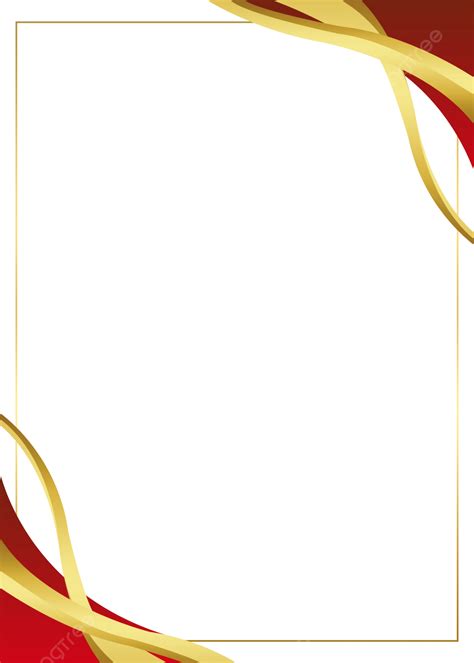 Bingkai Gelombang Desain Perbatasan Sertifikat Vektor Merah Dan Emas