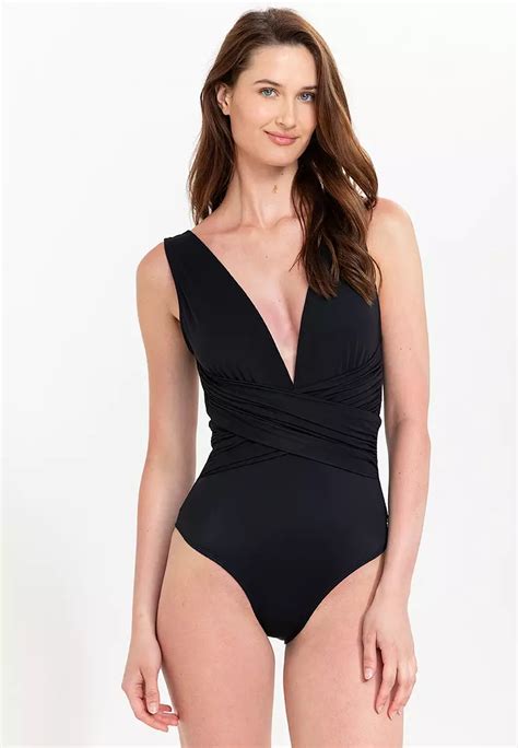 Buy Naked Sun Swimwear Vania Deep V Neck Maillot With Criss Cross