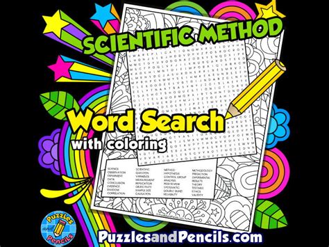 Scientific Method Word Search Puzzle Activity Page With Colouring