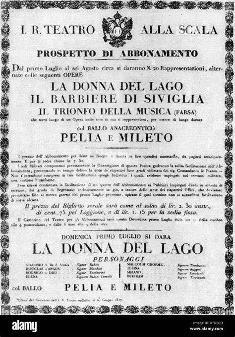 Annexe L affiche pour le théâtre de la Scala à partir de 1827 la