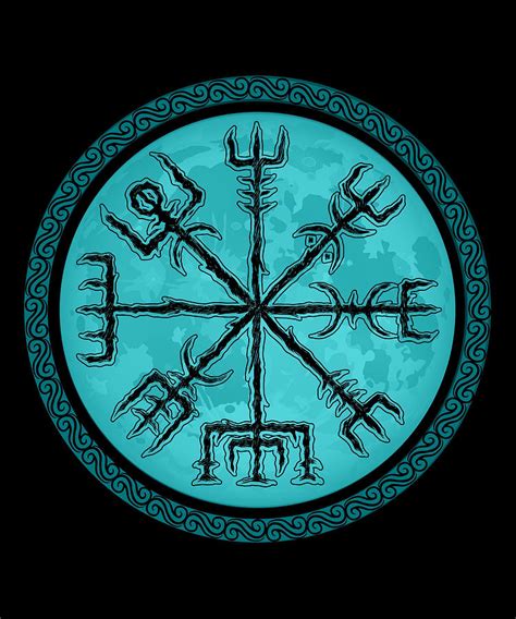Vegvisir Viking Rune Viking Mythology 70s Painting By Robinson Adams