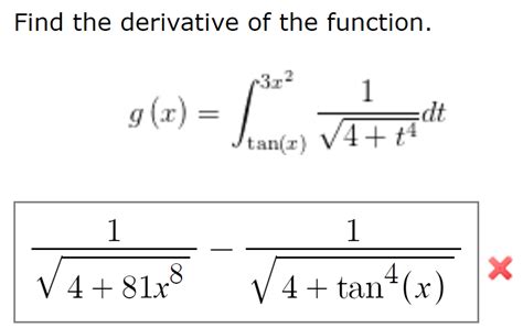 solved find the derivative of the function g x