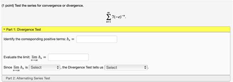 Solved 1 Point Test The Series For Convergence Or Chegg