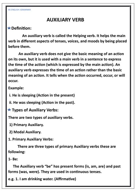 Auxiliary Verb It Helps The Main Verb In Different Aspects Of Tenses