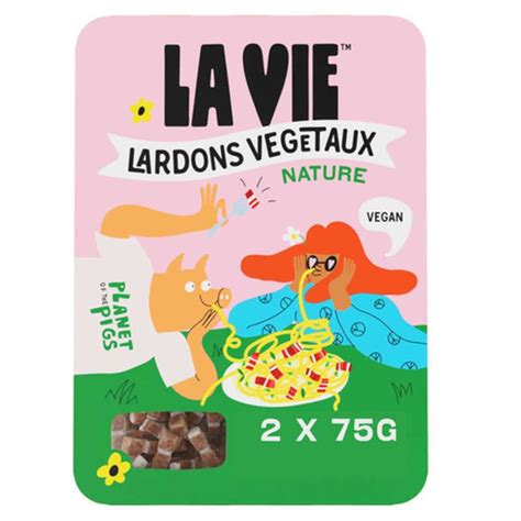 Lardons végétaux natures La Vie 2 x 75 g La Belle Vie Courses en