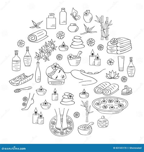 Spa Hand Drawn Doodle Icons Stock Vector Illustration Of Body Face