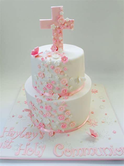 Girls Pretty Pink 1st Holy Communion Cake