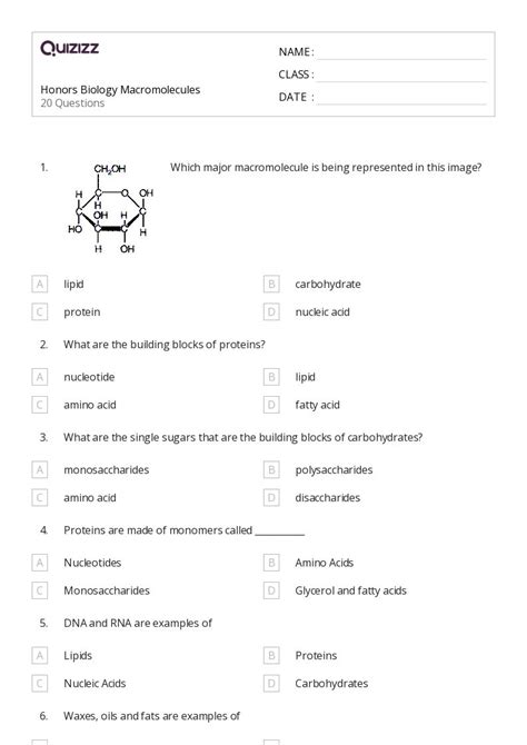 Biology Worksheets For Th Grade On Quizizz Free Printable