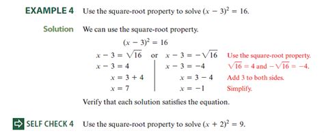 solved use the square root property to solve each equation