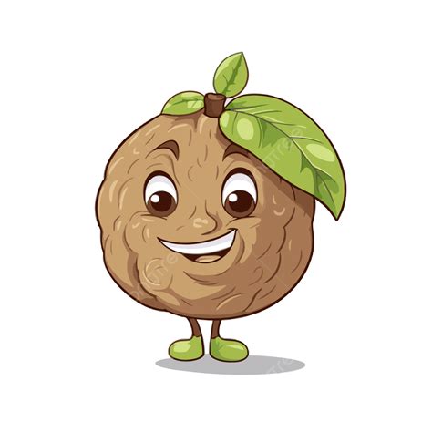 Nuez Clipart Fruta Nuez Dibujos Animados Con Hojas Vector PNG Dibujos