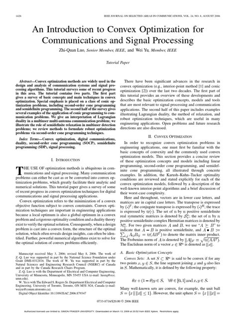 an introduction to convex optimization for communications and signal processing pdf linear