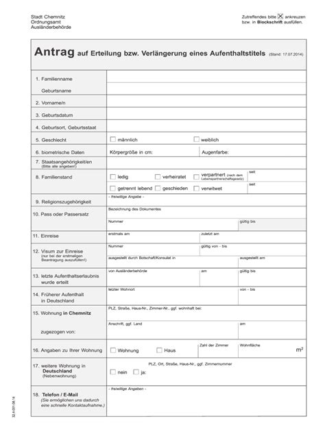 Fillable Online 324001 Antrag Auf Erteilung Bzw Verl Ngerung Eines