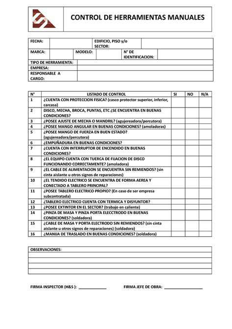 Listado De Herramientas 1