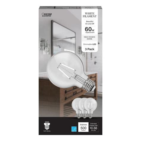 Feit Electric 60 Watt Equivalent G25 Globe Dimmable White Filament