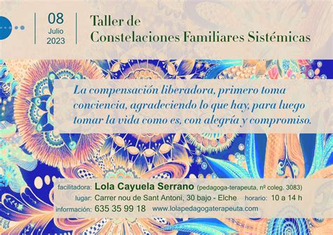 TALLER DE CONSTELACIONES FAMILIARES SISTÉMICAS Lola Pedagoga Terapeuta