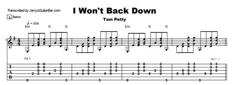 Tom Petty I Wont Back Down Guitar Lesson Tabs Chords JGB