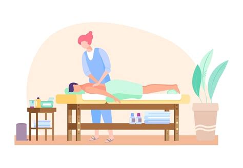 Premium Vector Female Masseuse Gives Back Massage To Client In Spa Relaxing Spa Treatment With